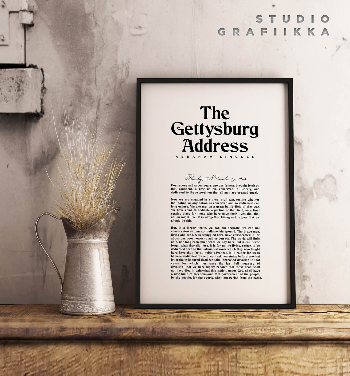 The Gettysburg Address Abraham Lincoln UNFRAMED Poster - Etsy