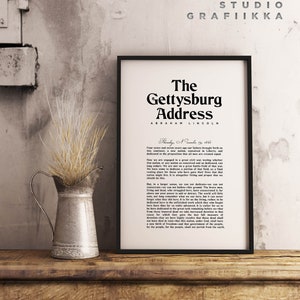 The Gettysburg Address - Abraham Lincoln - UNFRAMED Poster - Typography ...