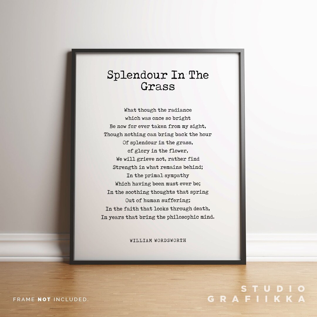 Splendour in the Grass UNFRAMED Poster William Wordsworth Poem High ...