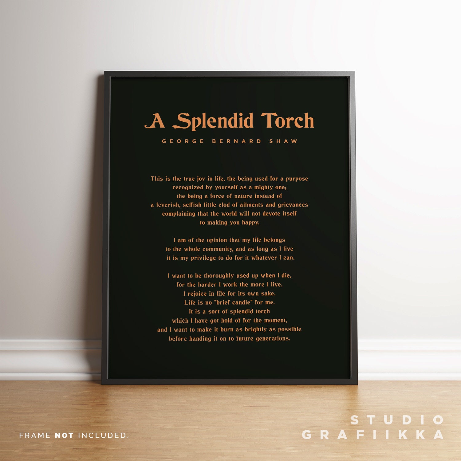 A Splendid Torch George Bernard Shaw Print Motivational Quote UNFRAMED ...