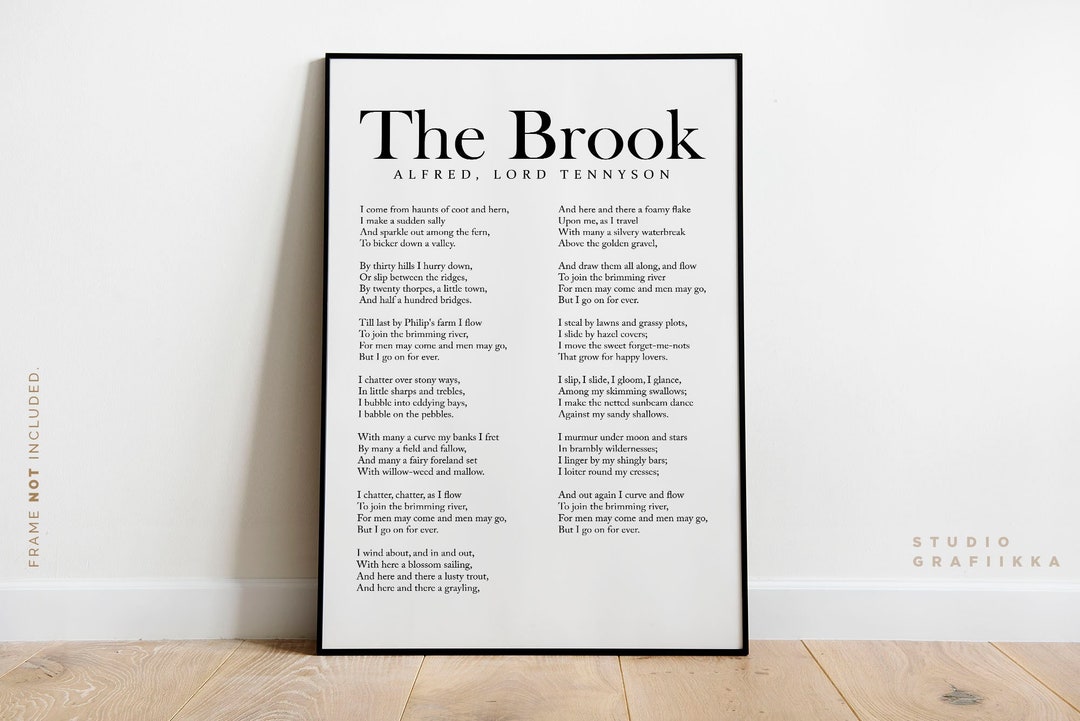 The Brook - Alfred, Lord Tennyson Poem - UNFRAMED Print - Literary ...