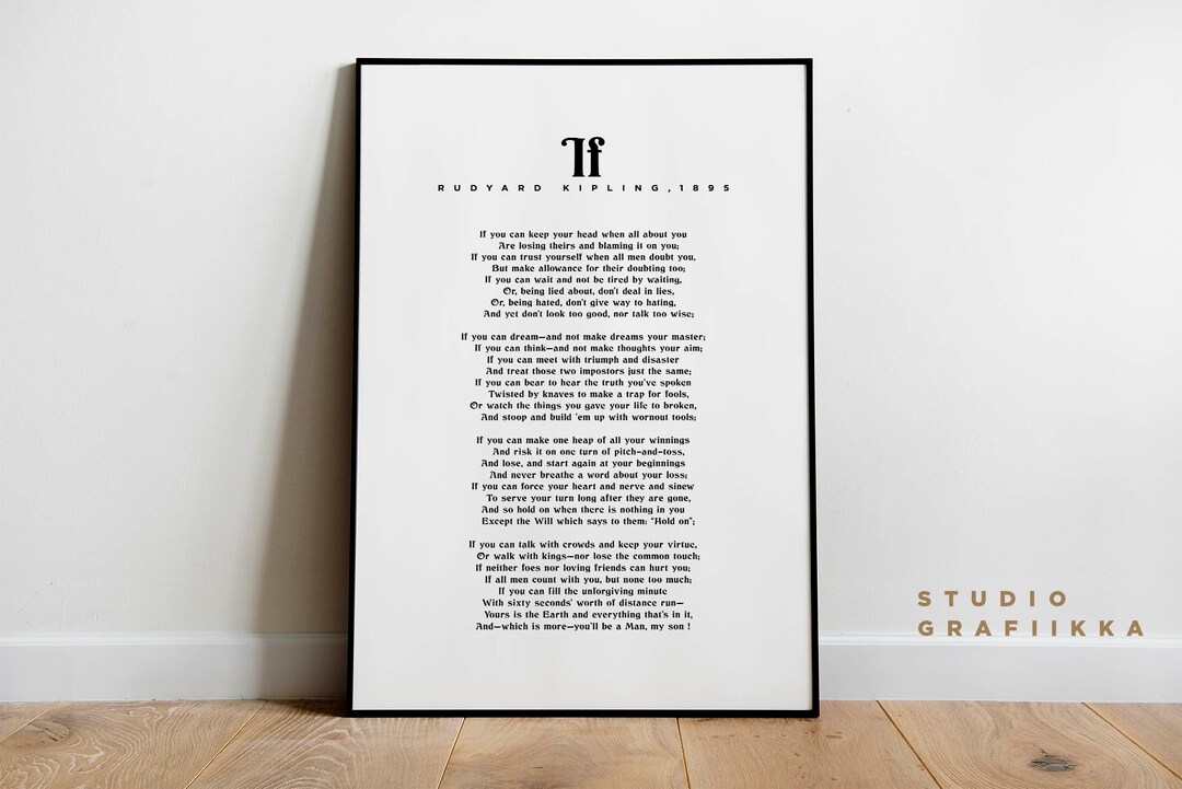 If - Rudyard Kipling - Typographic Poster - UNFRAMED Poster ...
