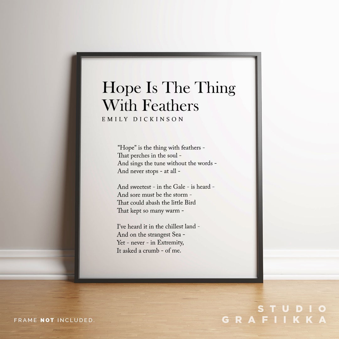 Hope is the Thing With Feathers - UNFRAMED Print - Emily Dickinson ...