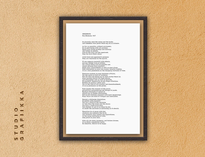 Desiderata Art Print Max Ehrmann Poem UNFRAMED Poster - Etsy