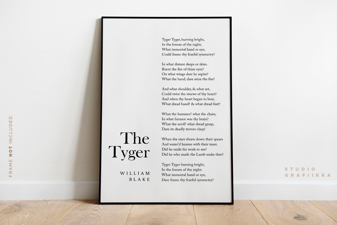 The Tyger by William Blake UNFRAMED Print Tyger Tyger Burning Bright ...