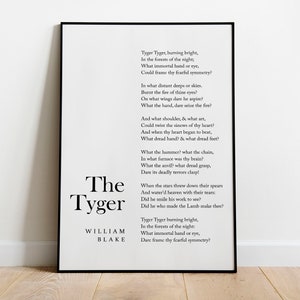 The Tyger by William Blake - UNFRAMED Print - Tyger Tyger Burning ...