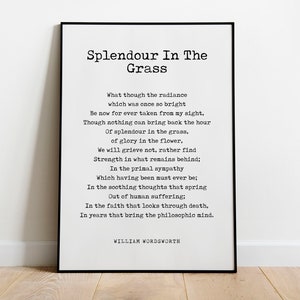 Splendour in the Grass UNFRAMED Poster William Wordsworth Poem High ...