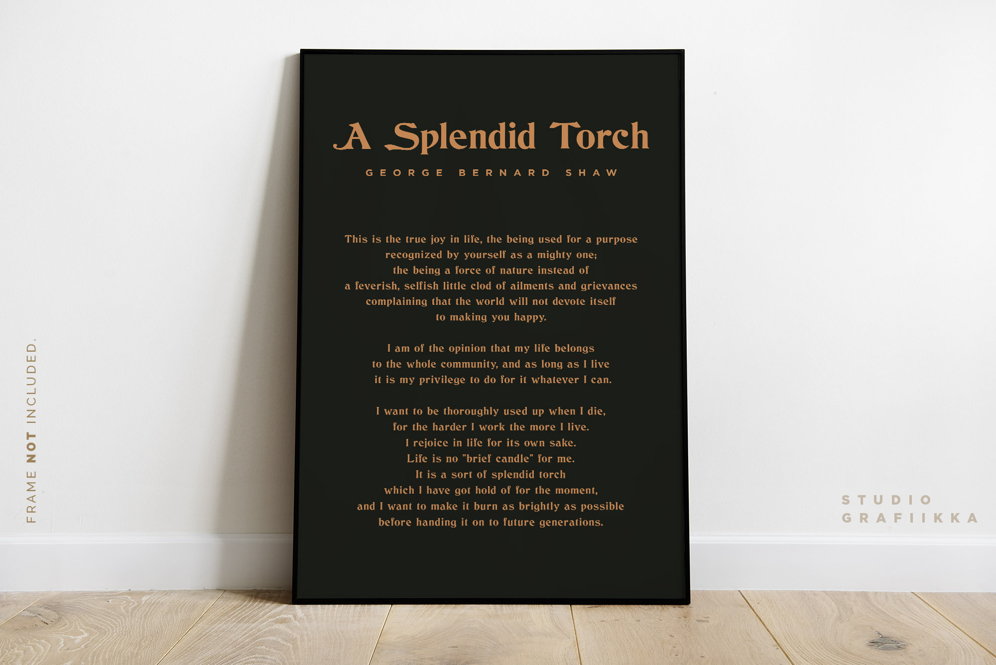 A Splendid Torch George Bernard Shaw Print Motivational Quote UNFRAMED Quote Print Literary ...