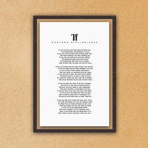 If Rudyard Kipling Typographic Poster UNFRAMED Poster Motivational Poem ...