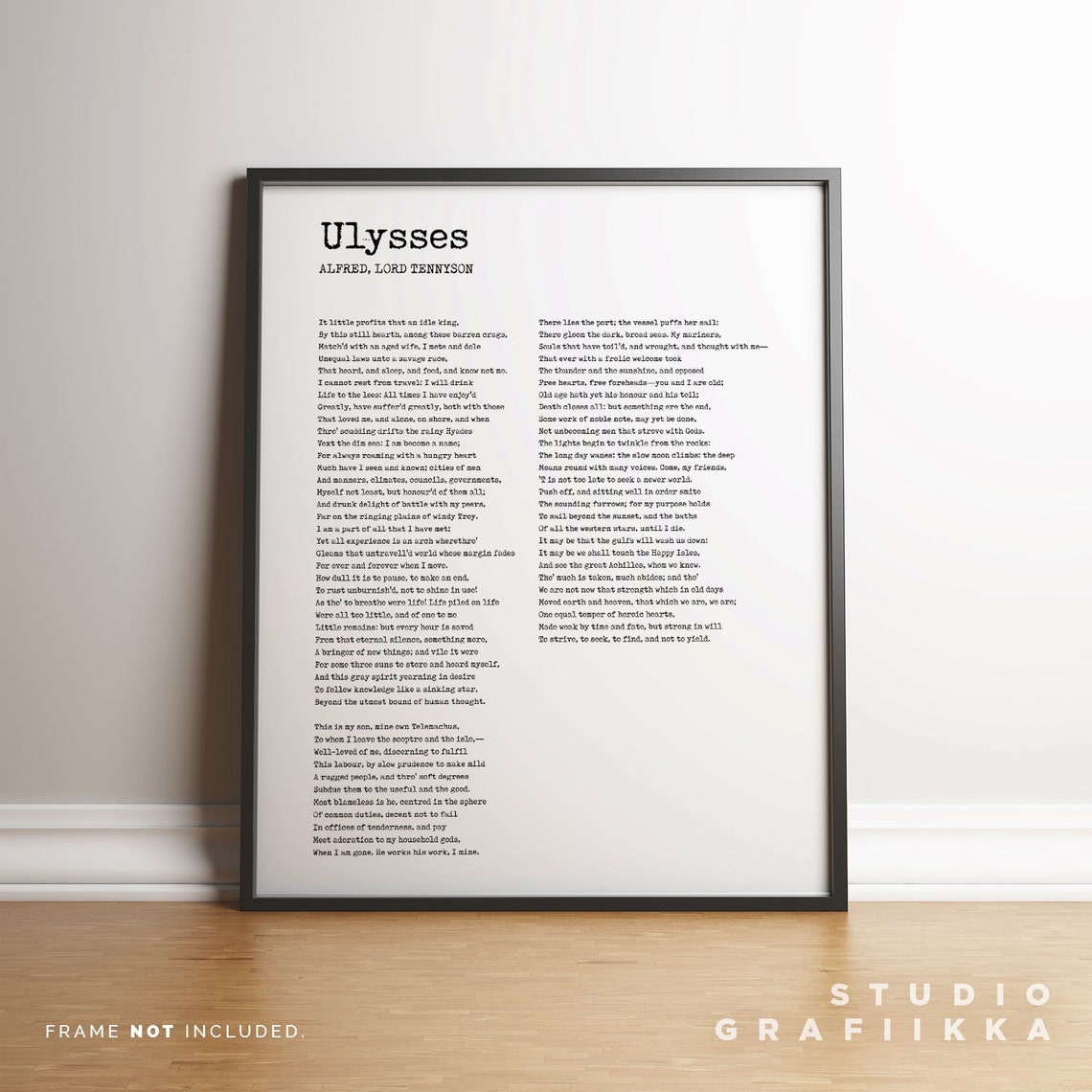 Ulysses Alfred Lord Tennyson Poem Print High Quality | Etsy