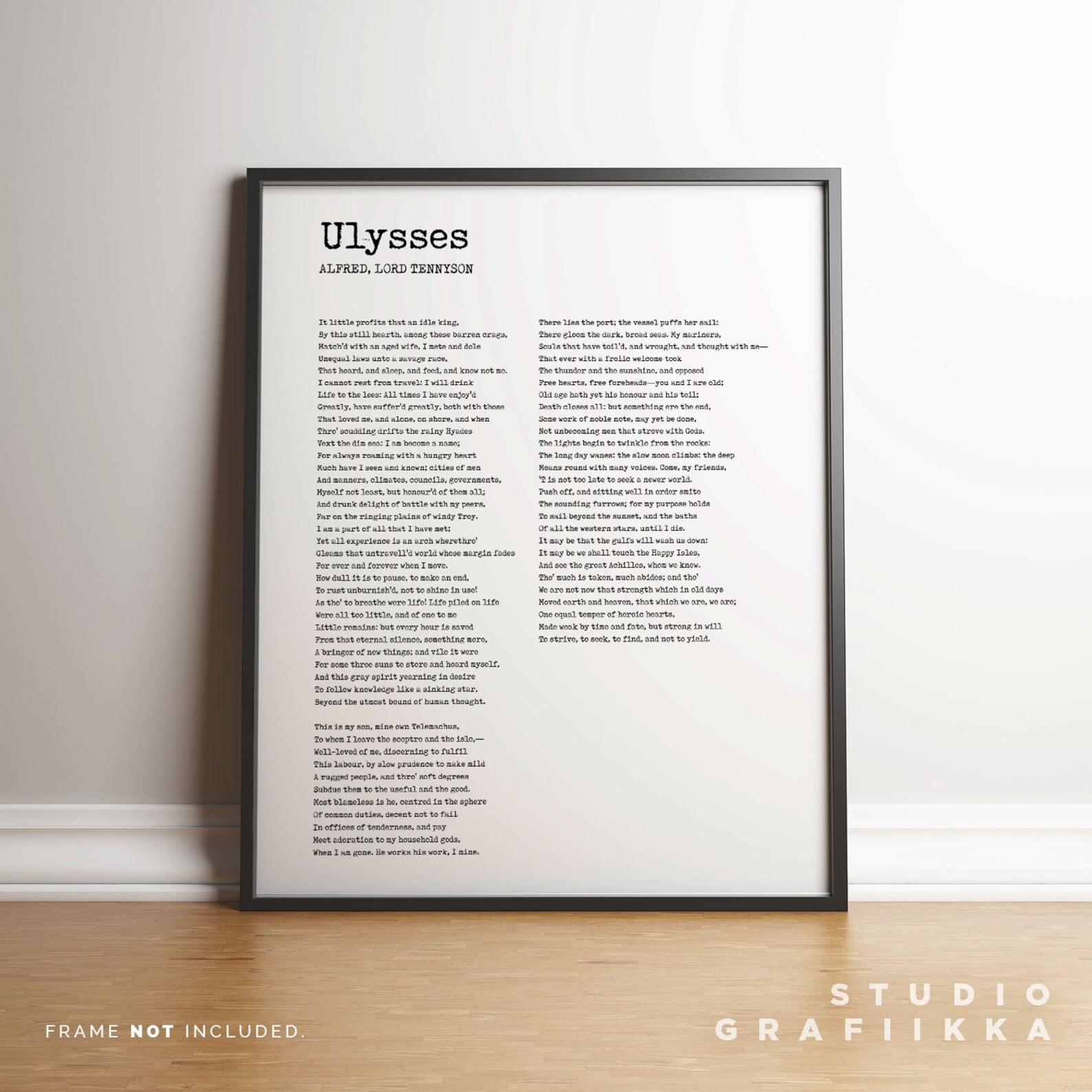 Ulysses Alfred Lord Tennyson Poem Print High Quality | Etsy
