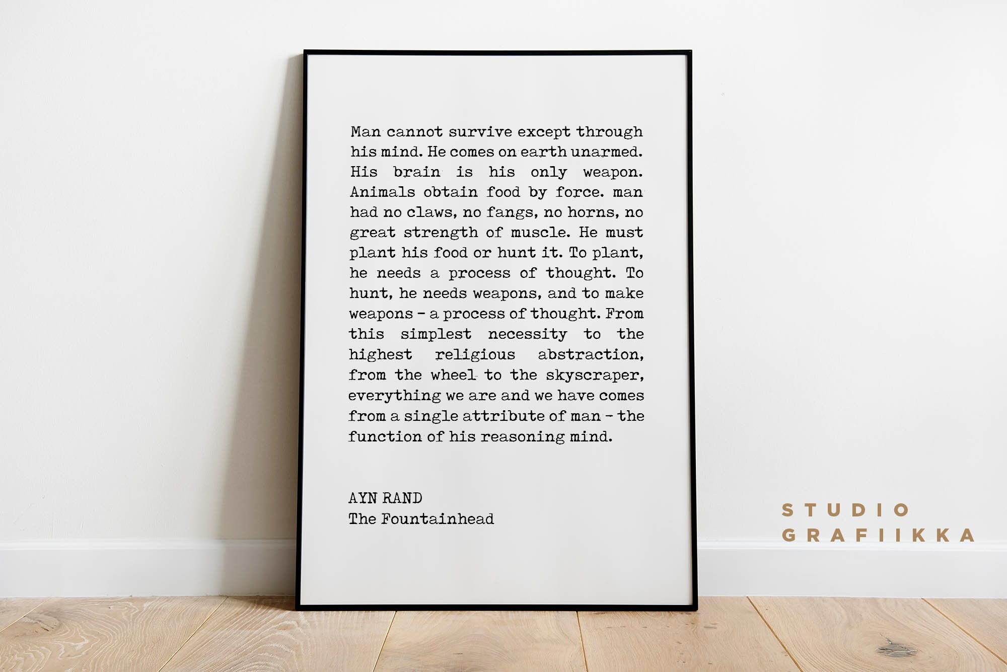 Ayn Rand Quote Print the Fountainhead Poster Minimalist - Etsy