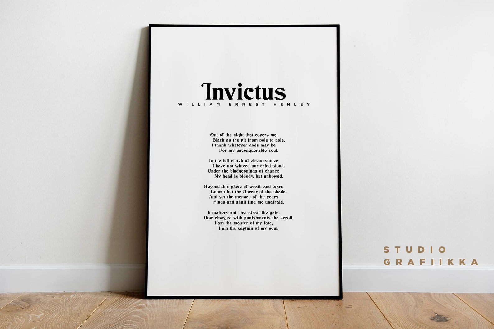 Invictus Art Print UNFRAMED Poster William Ernest Henley - Etsy