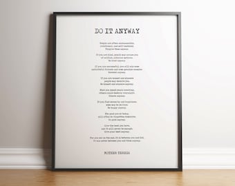 Poster do It Anyway Mother Teresa - Etsy