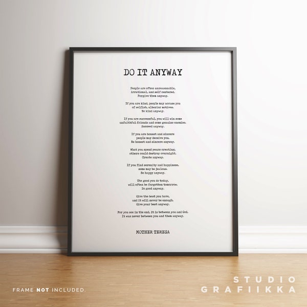Do It Anyway Poem - Etsy