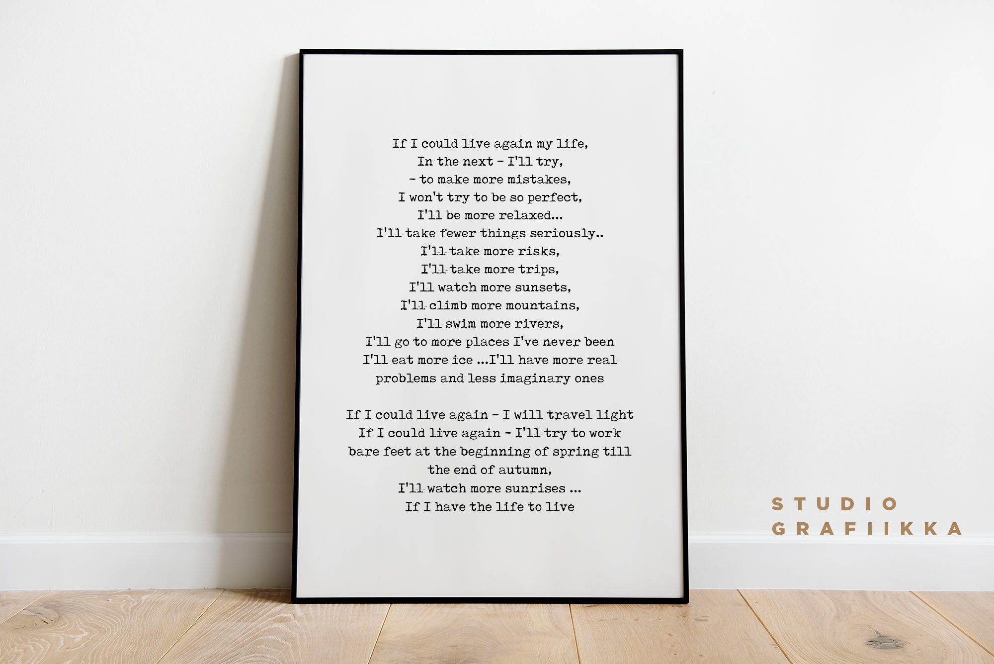 If I Could Live Again Poem Print Moments Poem UNFRAMED Poster Instantes ...