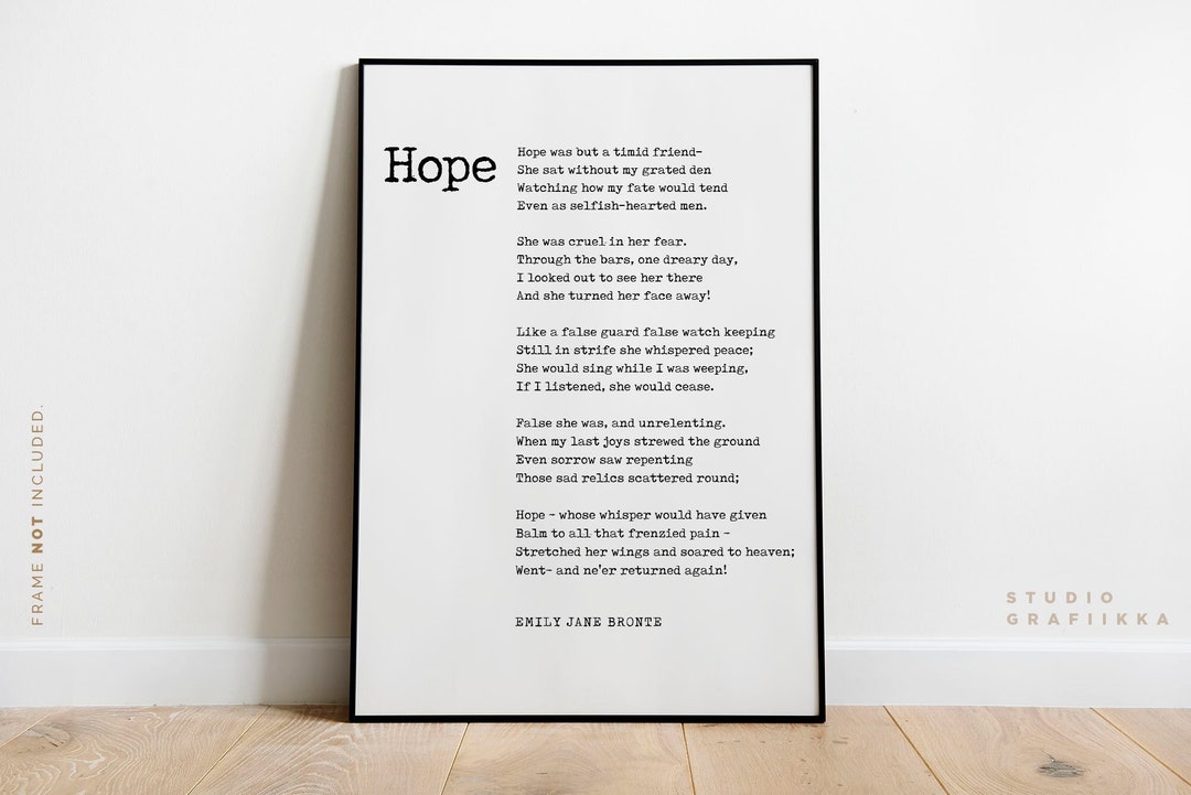 Hope Emily Jane Bronte Poem Unframed Print Literary Poster Typewriter ...