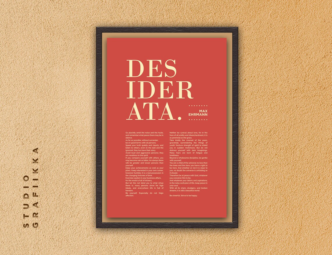 Desiderata Art Print Max Ehrmann Poem Typographic Poster - Etsy
