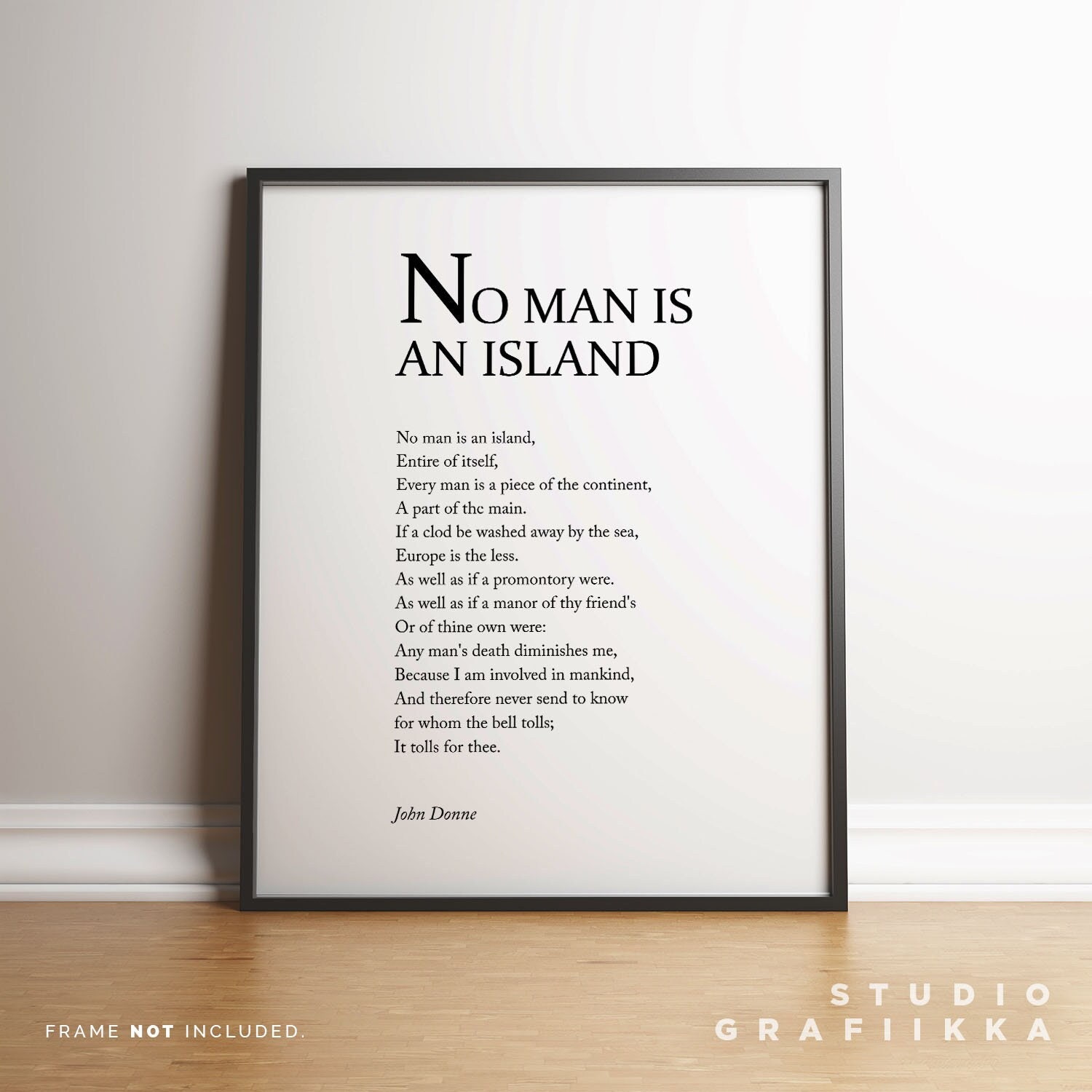 No Man is an Island John Donne Poem High Quality Art Print Unframed ...