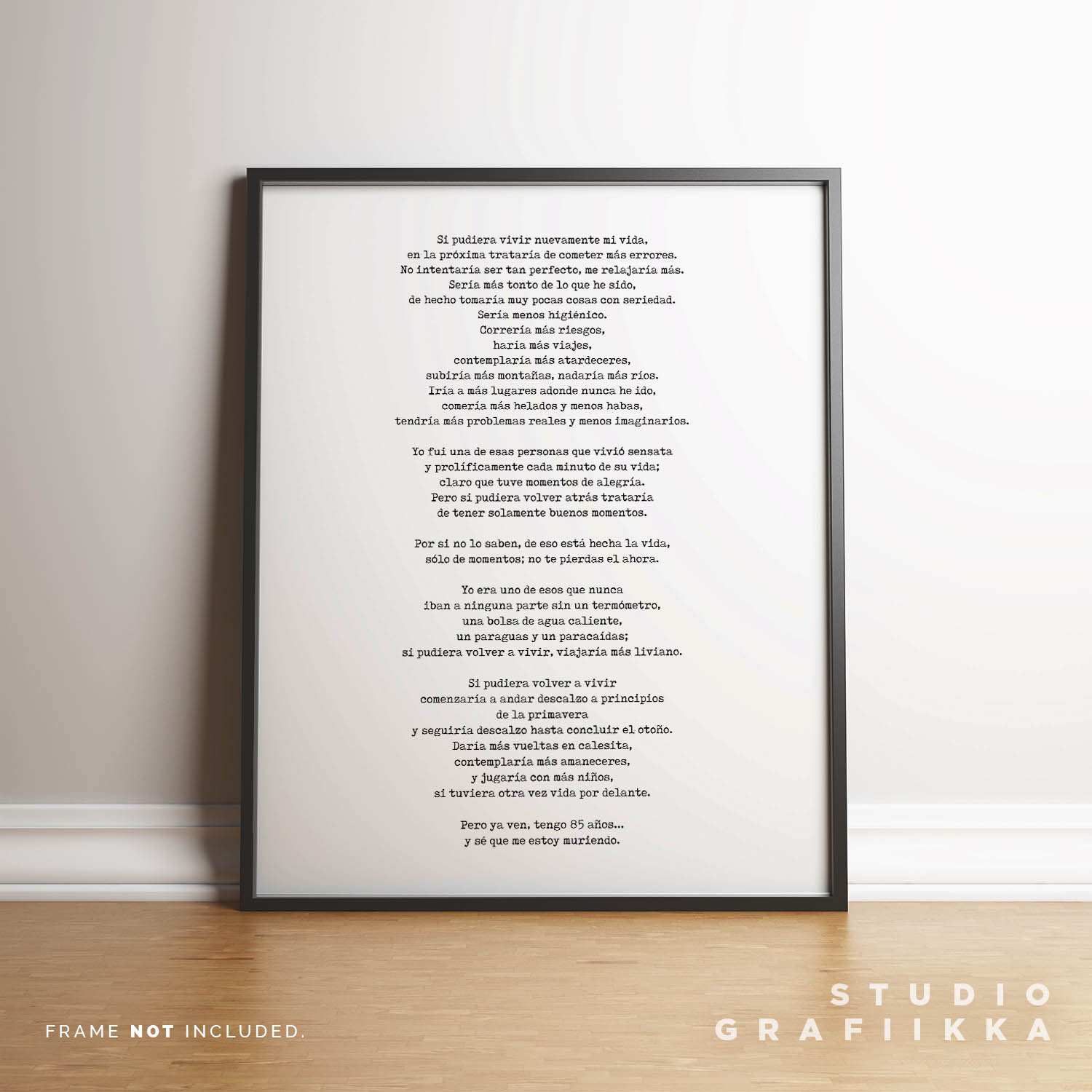 If I Could Live Again Poem Print in Spanish Instantes Borges Print ...