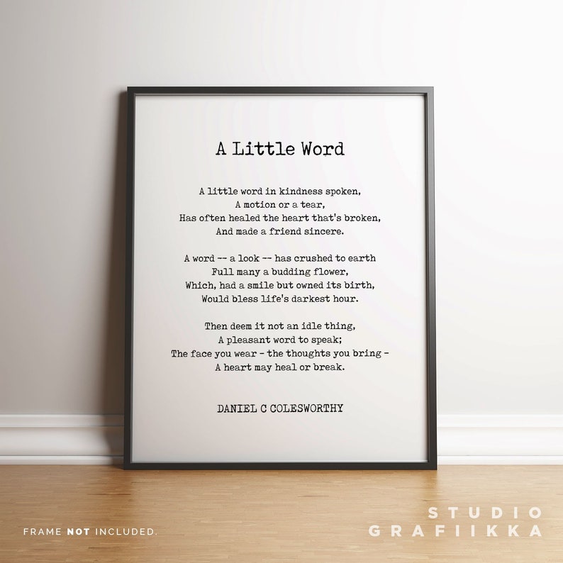 A Little Word UNFRAMED Print Daniel C Colesworthy Literary Print High ...