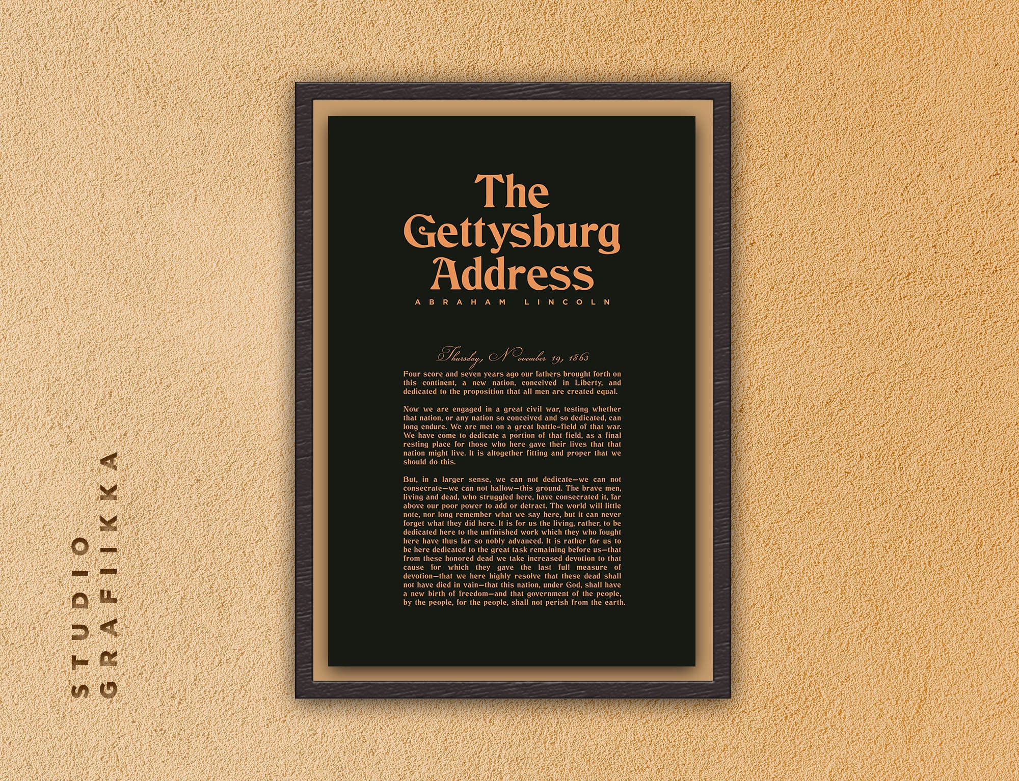 The Gettysburg Address Print Abraham Lincoln UNFRAMED Poster Typography ...
