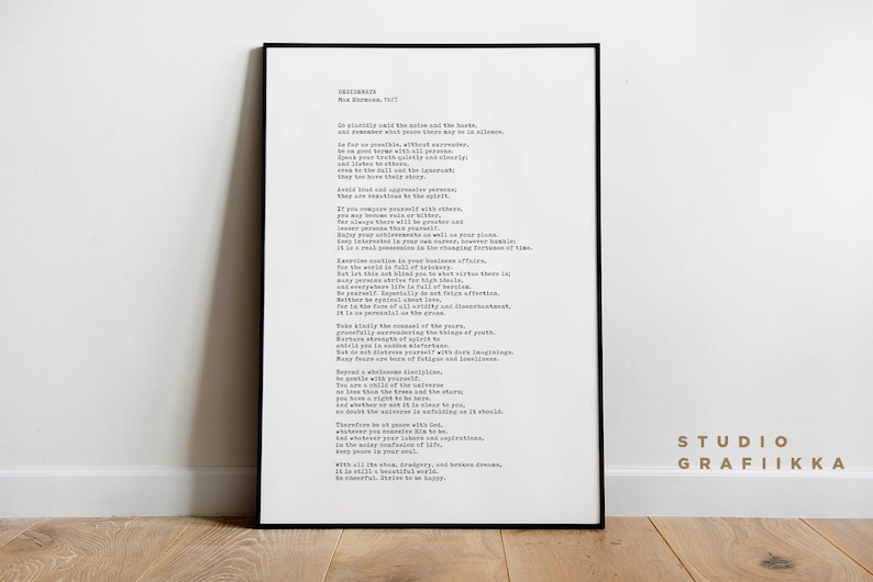 Desiderata Art Print Max Ehrmann Poem UNFRAMED Poster - Etsy
