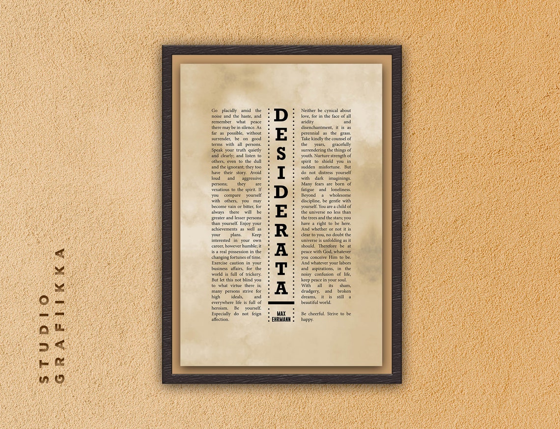 Desiderata Art Print UNFRAMED Poster Max Ehrmann Poem - Etsy