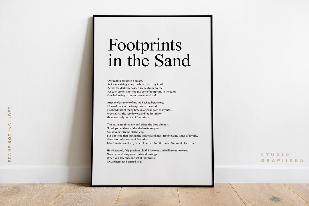 Footprints in the Sand - Motivational Poster - UNFRAMED Print - Faith ...