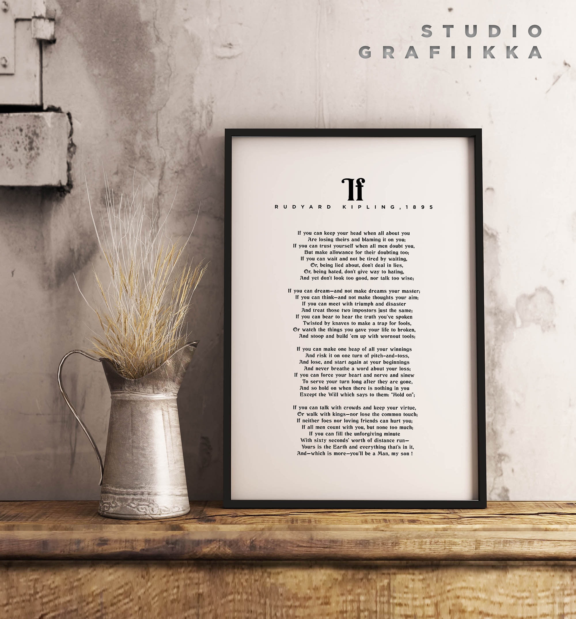 If Rudyard Kipling Typographic Poster UNFRAMED Poster | Etsy