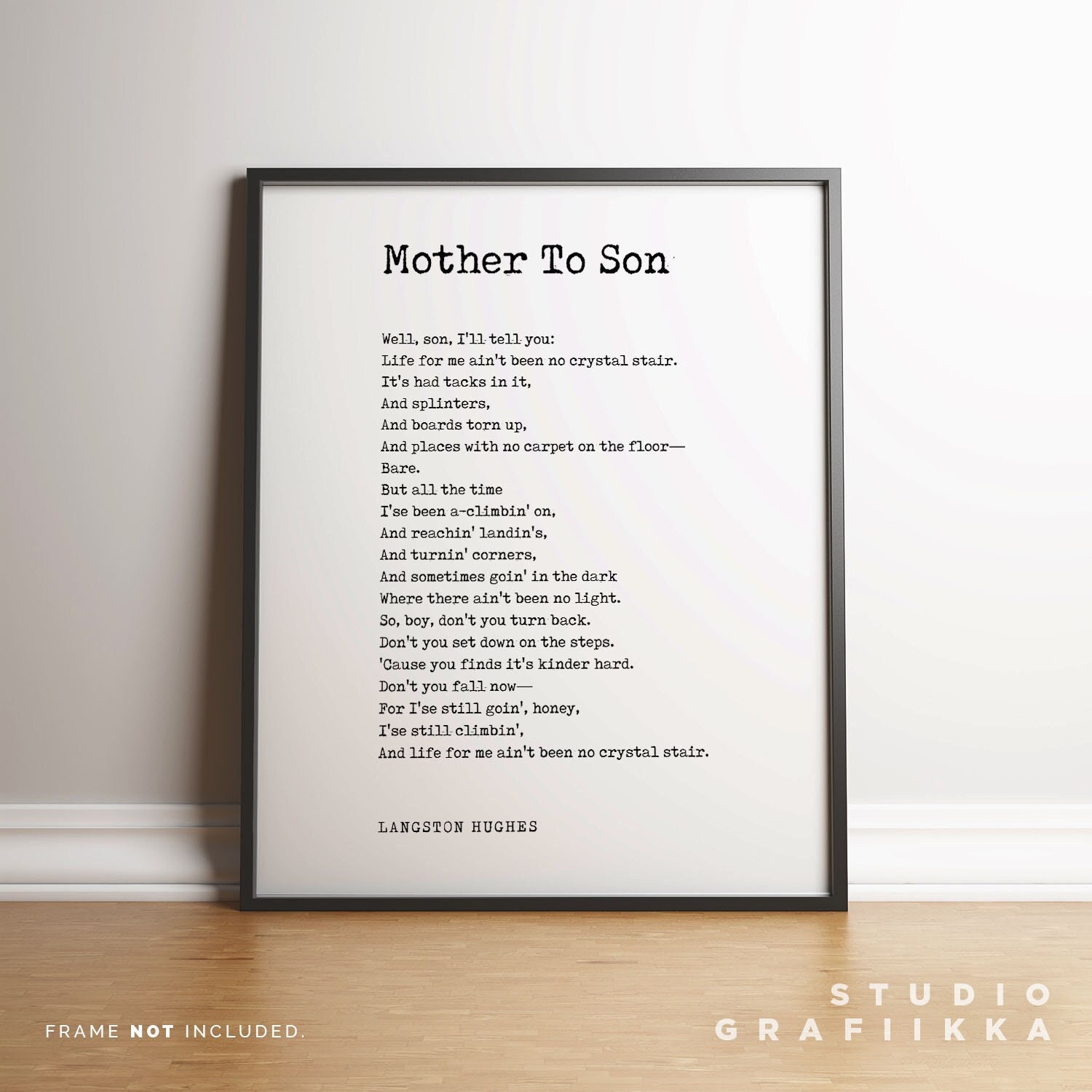 Mother to Son Langston Hughes Poem Unframed Print Literary Poster ...