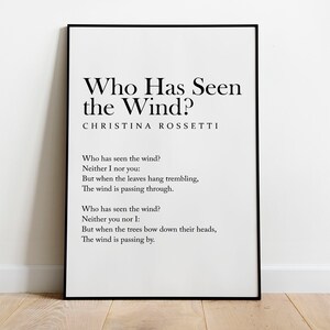 Who Has Seen the Wind? - UNFRAMED Poster - Christina Rossetti ...