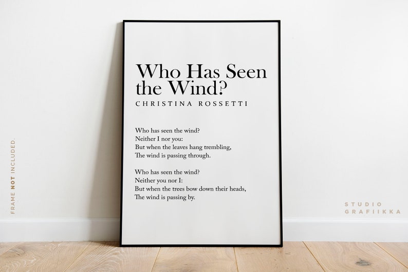 Who Has Seen the Wind UNFRAMED Poster Christina Rossetti - Etsy