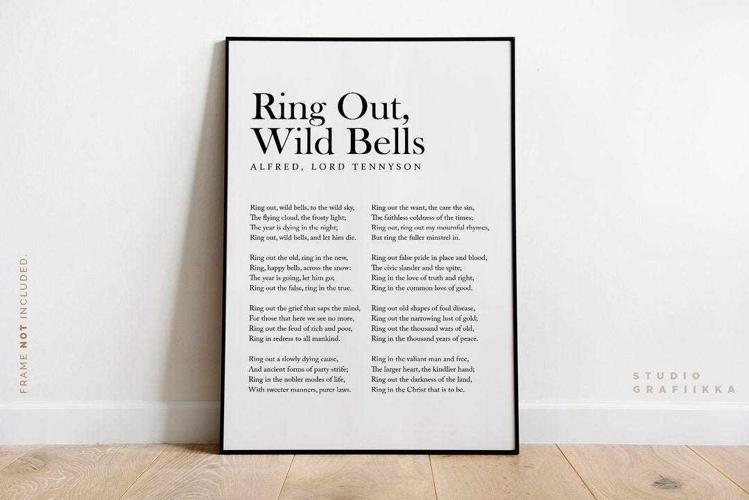 Ring Out, Wild Bells Poem Print - Alfred Lord Tennyson Poem - Literary ...