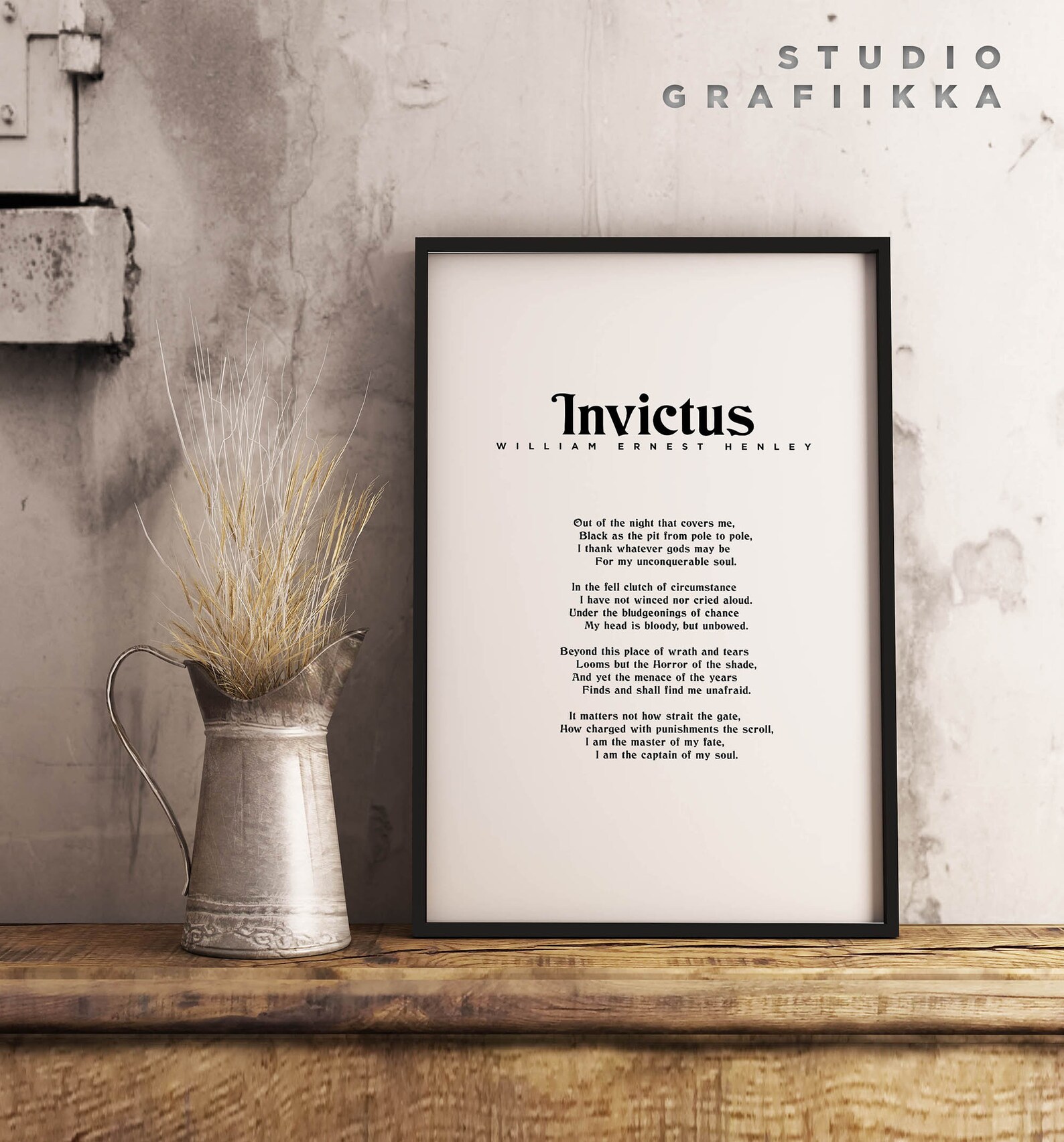 Invictus Art Print UNFRAMED Poster William Ernest Henley - Etsy