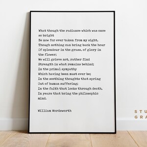 William Wordsworth Print Minimal, Typewriter, Classic, Romantic Poem ...