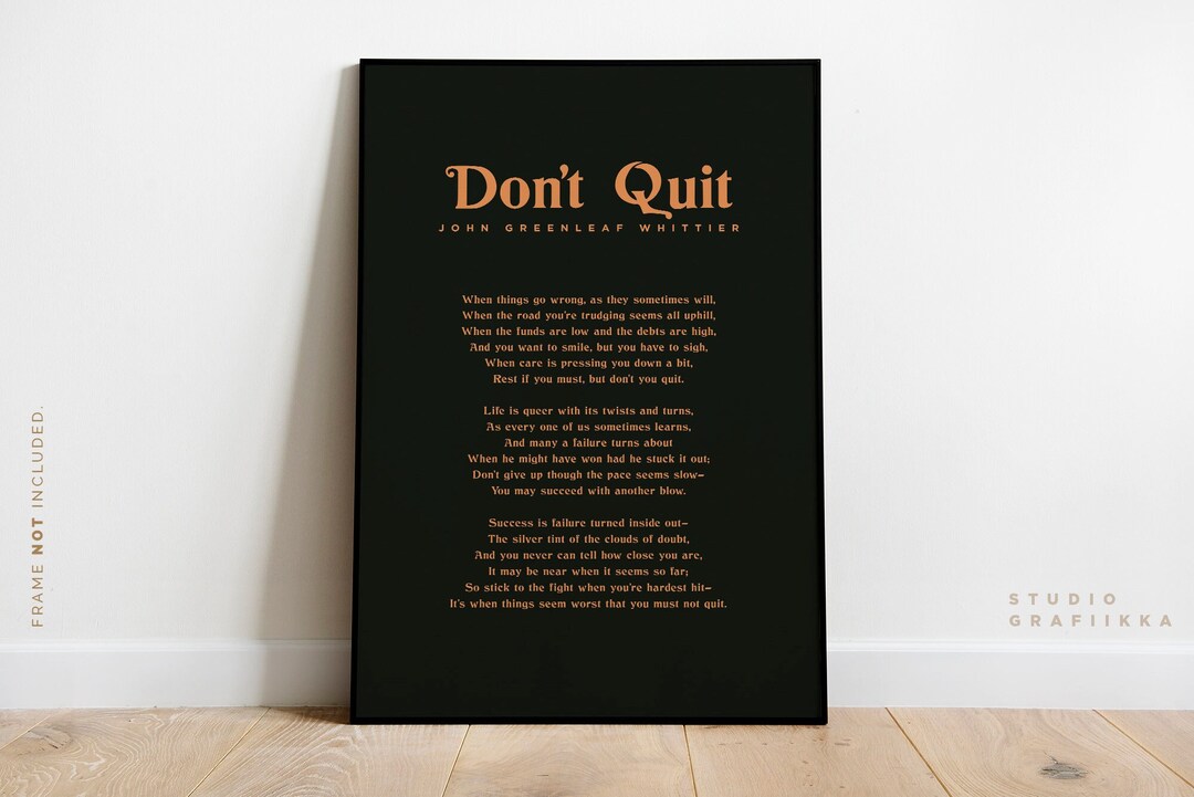 Don't Quit Poem - John Greenleaf Whittier - Typographic Poster ...