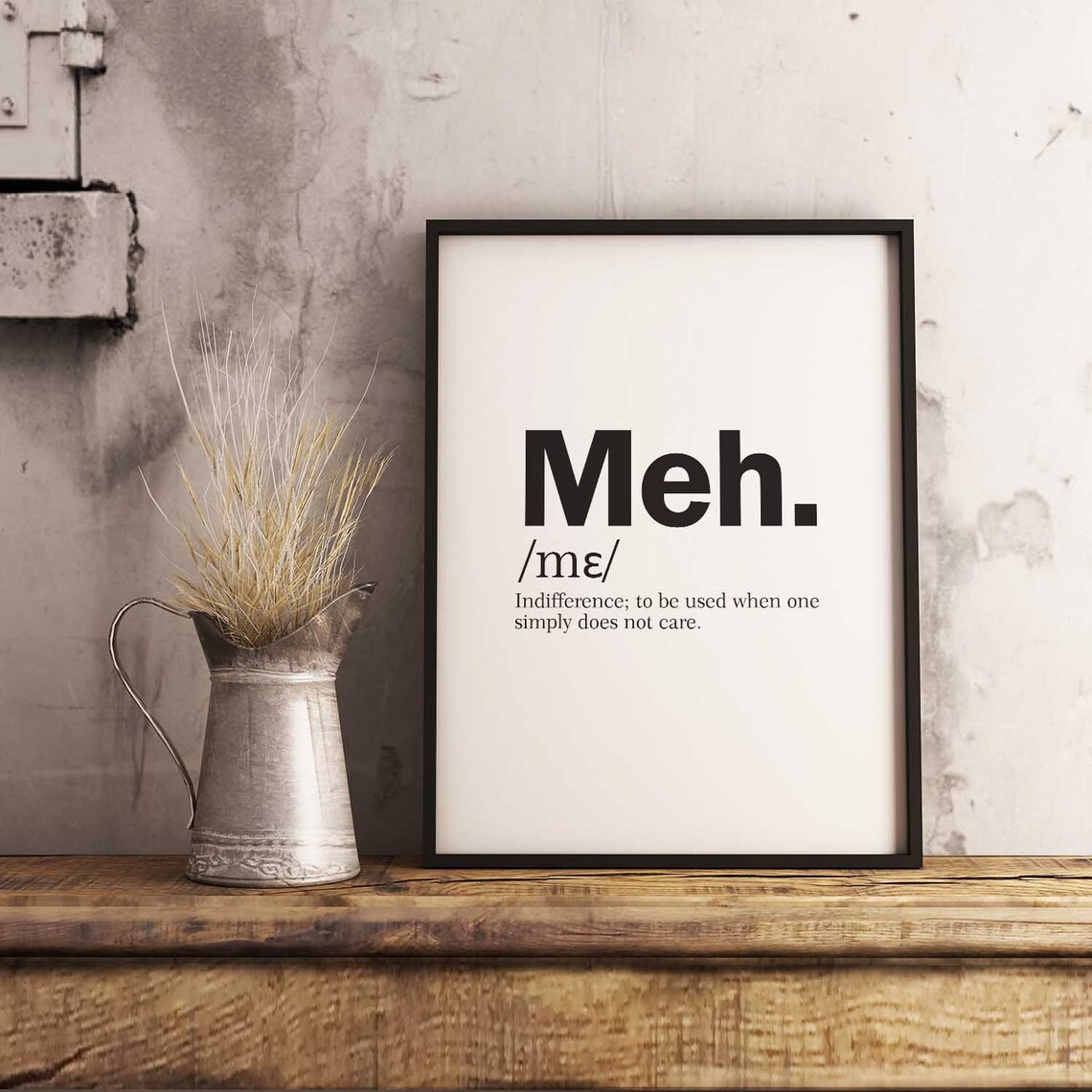 Meh Dictionary Meaning Funny Quirky Wall Art Print | Etsy