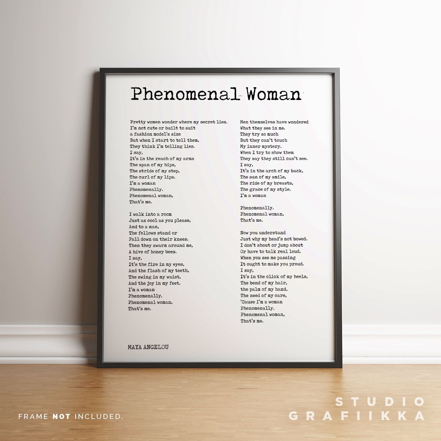 Phenomenal Woman Print Maya Angelou Motivational Print Literary Poster ...
