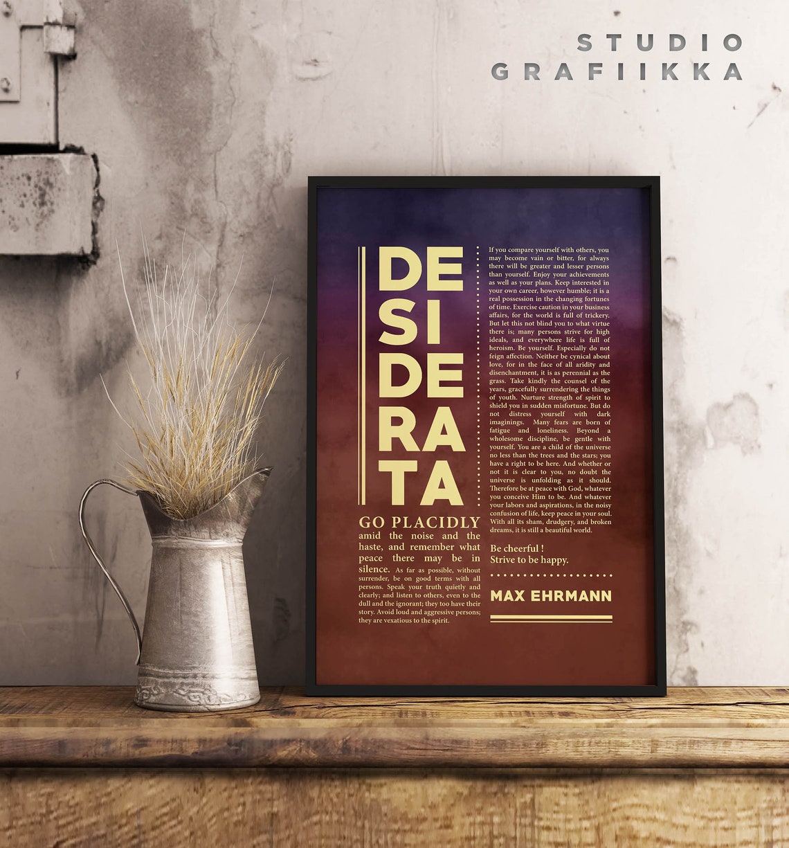 Desiderata Art Print UNFRAMED Poster Max Ehrmann Poem - Etsy
