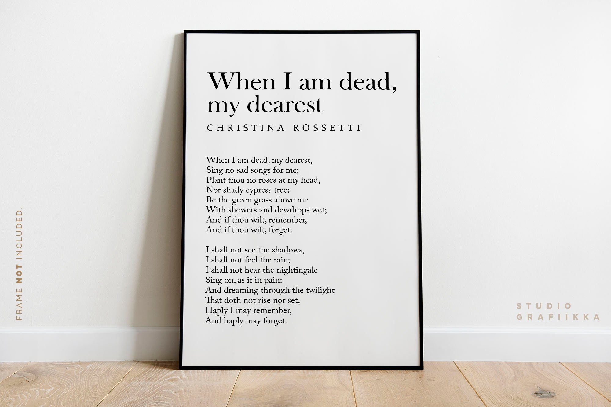 When I Am Dead, My Dearest Christina Rossetti High Quality Poster ...