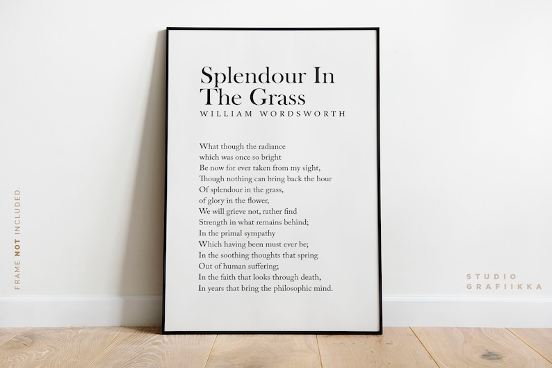 Splendour in the Grass William Wordsworth Poem Literary Poster High ...