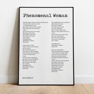Phenomenal Woman Print - Maya Angelou - Motivational Print - Literary ...