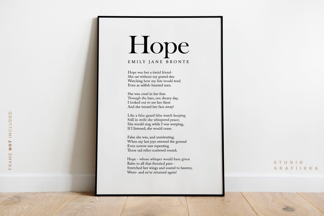Hope by Emily Bronte - Unframed Print - Literary Poster - Typewriter ...