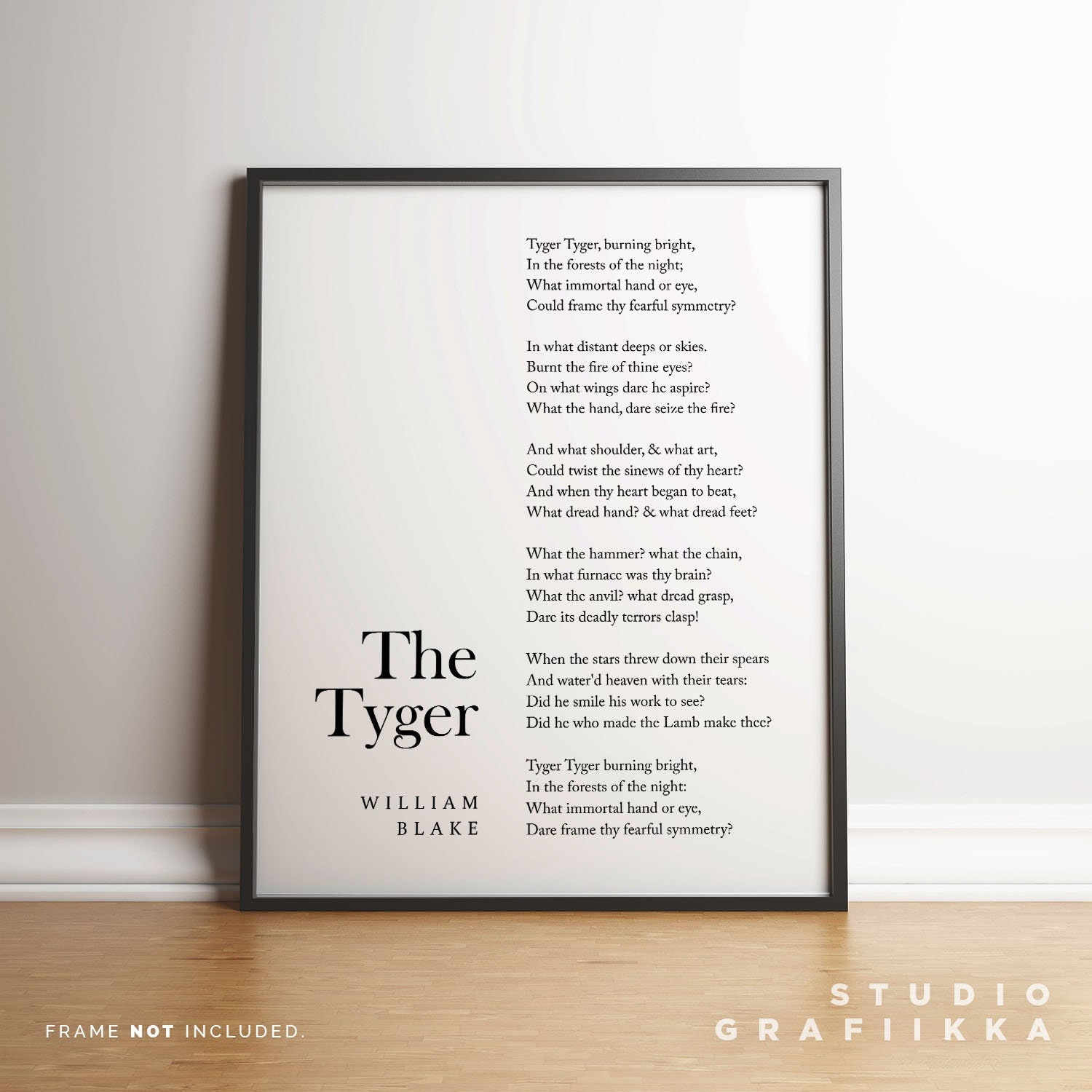 The Tyger by William Blake UNFRAMED Print Tyger Tyger Burning Bright ...