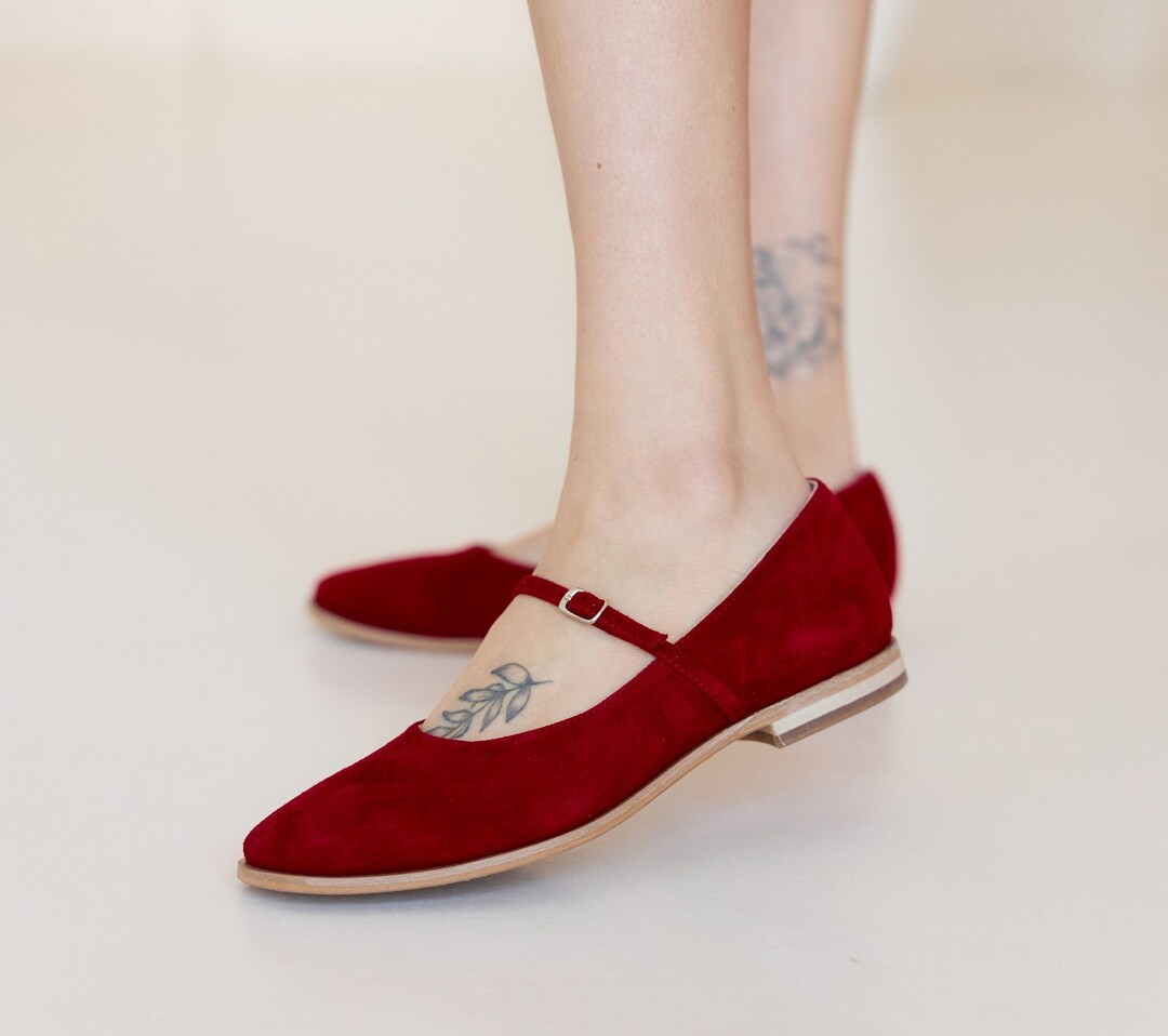 Classic Red Flat Shoes: Vintage-inspired Mary Jane Style With ...