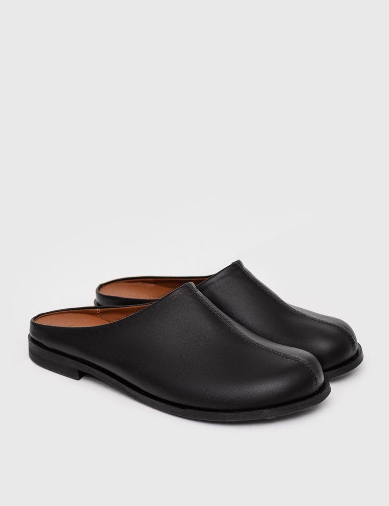 Black Leather Barefoot Clogs – Round Toe Casual Leather Shoes - Etsy