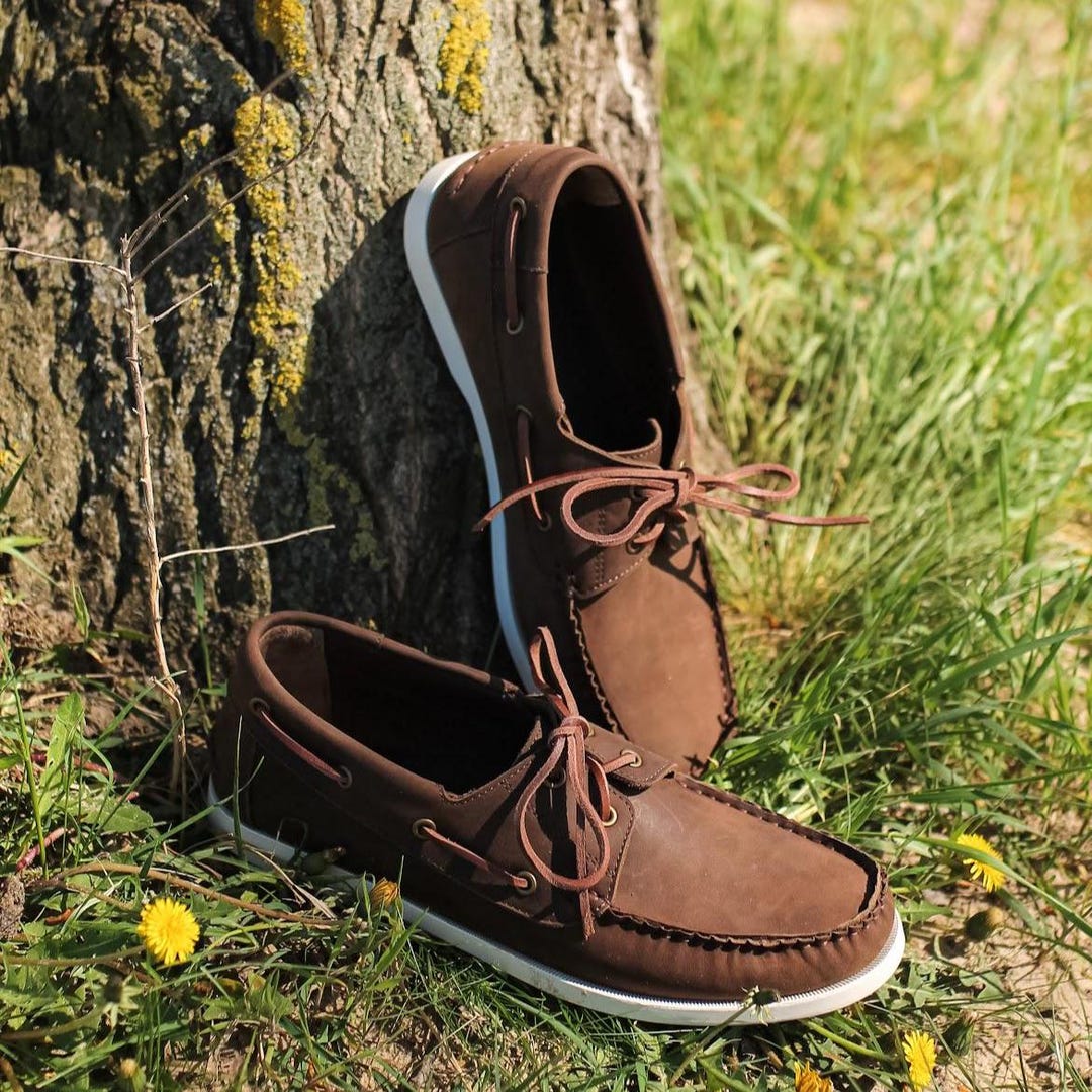 Men’s Leather Boat Shoes – Crazy Horse Topsiders With Leather Laces ...
