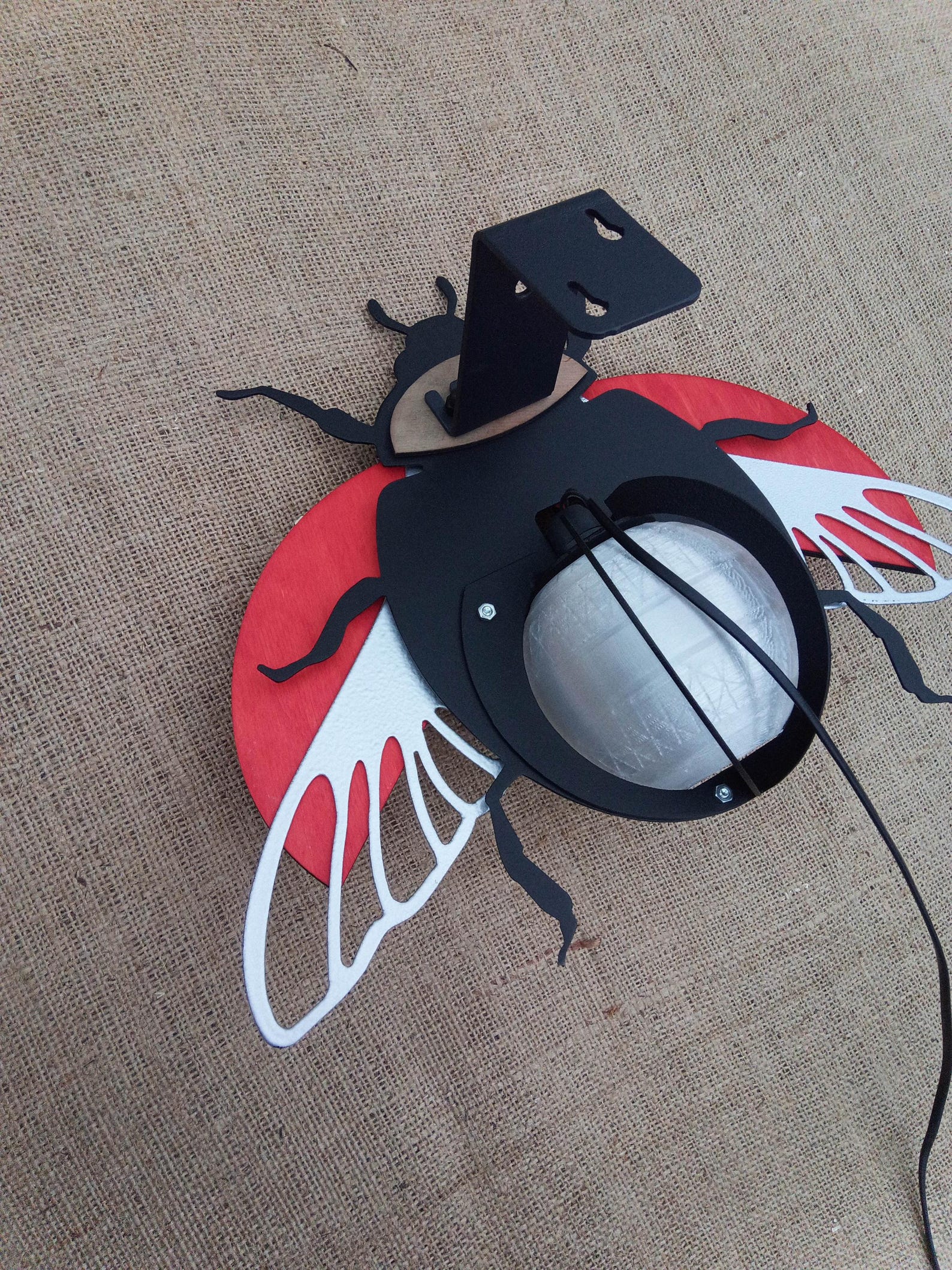 Wall Mounted Ladybug Beetle Metal/wood Sconce Insect Lamp Light Decor ...