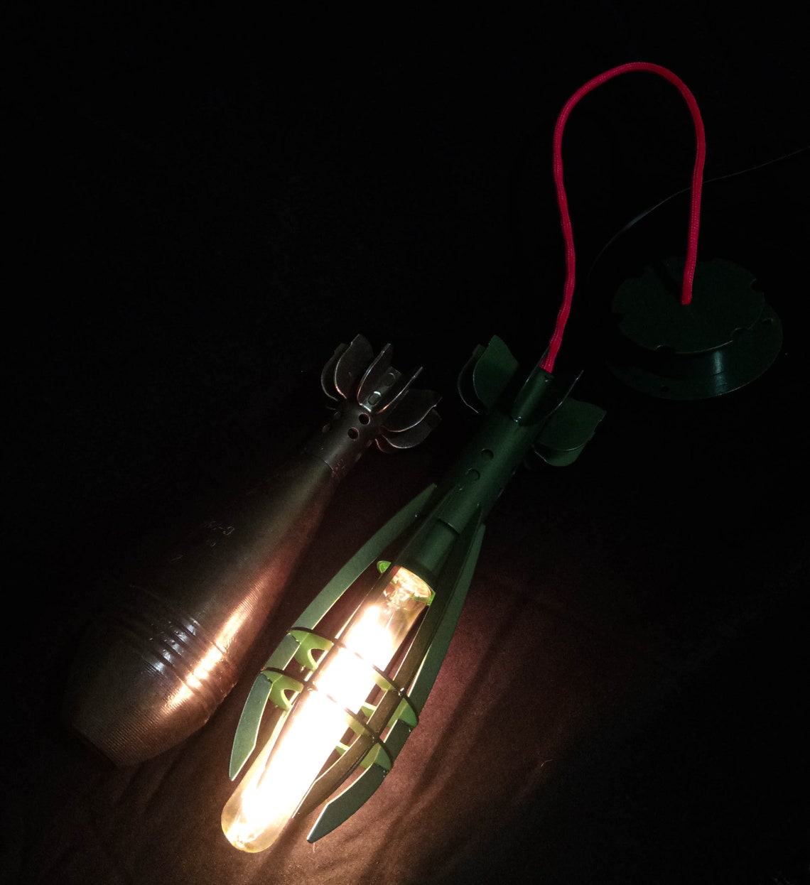 Military War Pendant Ceiling Metal Lamp Light Mortar Mine 80mm Replica ...